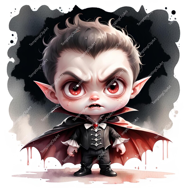 10 Adorable Vampire | Cute Vampire Portraits, Whimsical Watercolor ...