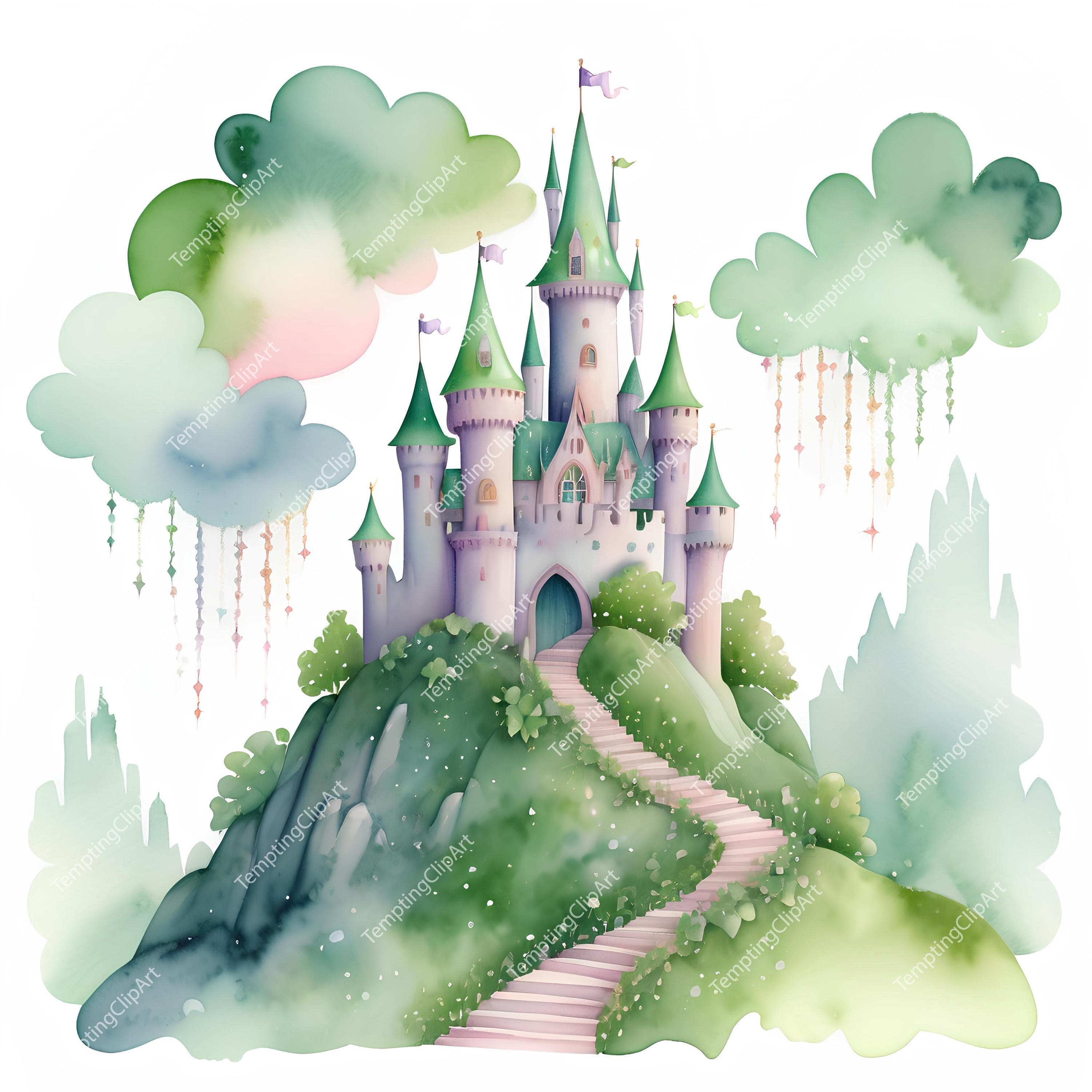 Fairy Tale Castle Clipart | Watercolor Pastel Kids Art (digital ...