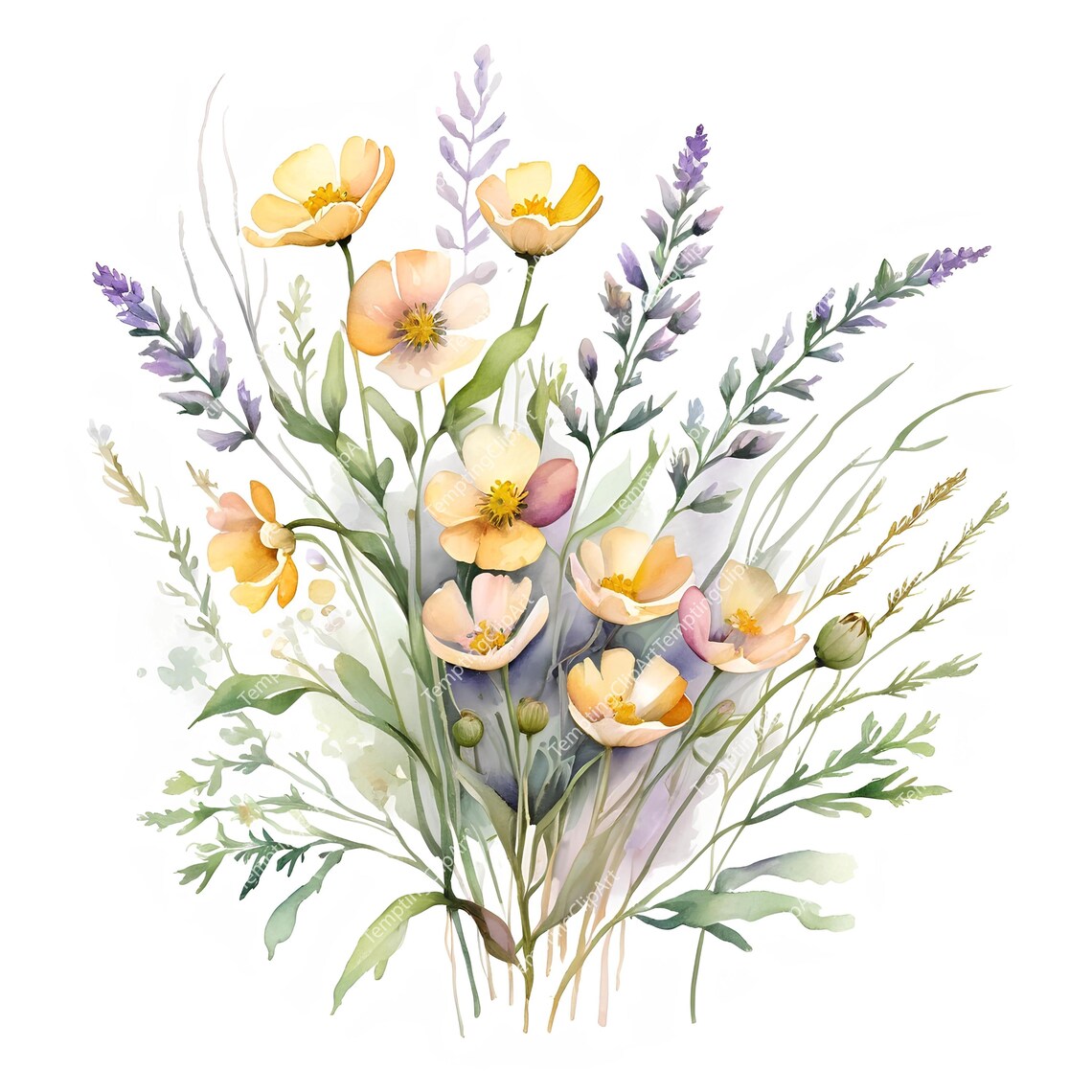 10 Boho Wildflowers Clipart | Watercolor Poppies & Cornflowers, Rustic ...