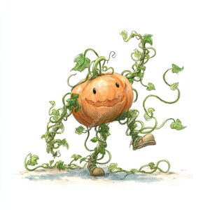 12 Watercolor Pumpkin Monster Clipart | Funny Cartoon Pumpkin Creature ...