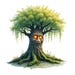 Ancient Tree Clipart | Watercolor Fantasy Tree With Face, Glowing Eyes ...