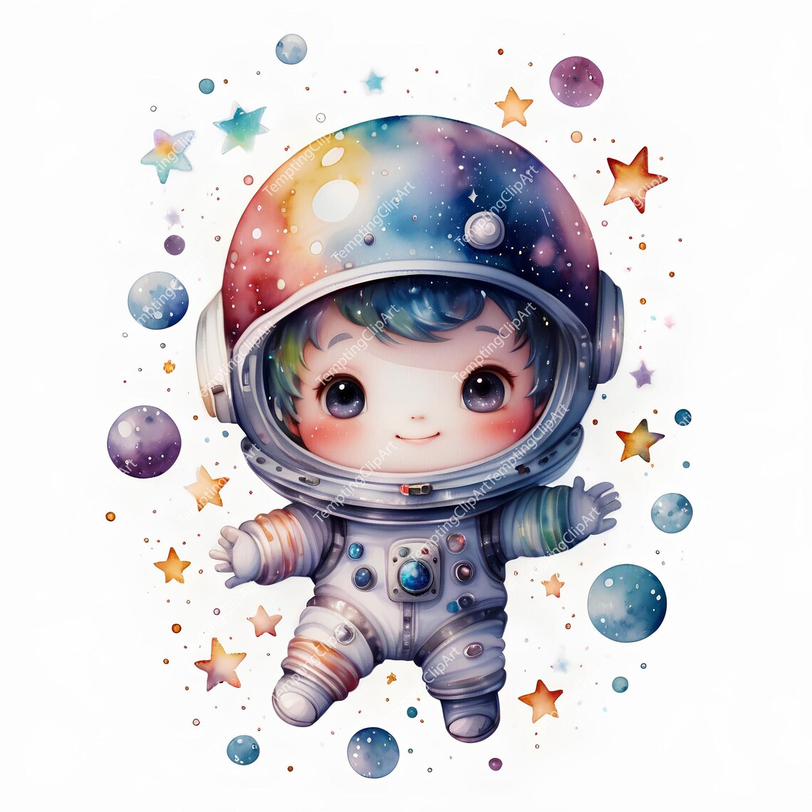 10 Astronaut Kids Clipart | Girl & Boy in Space, Printable Watercolor ...
