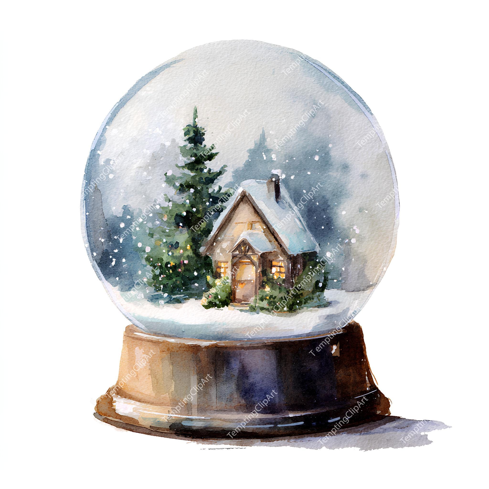 12 Snow Globe Clipart | Christmas Winter Art, Printable Watercolor ...
