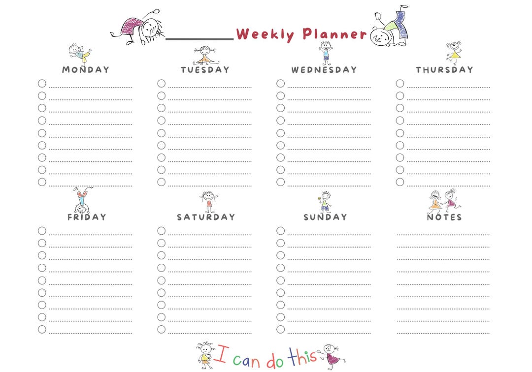 Kids Weekly Calendar Rainbow Printable, Homeschool Toddler Schedule ...