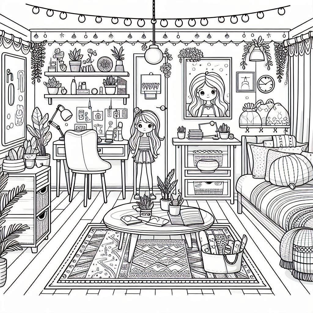 Design Your Dream Room: Interior Design Coloring Book for Kids and ...