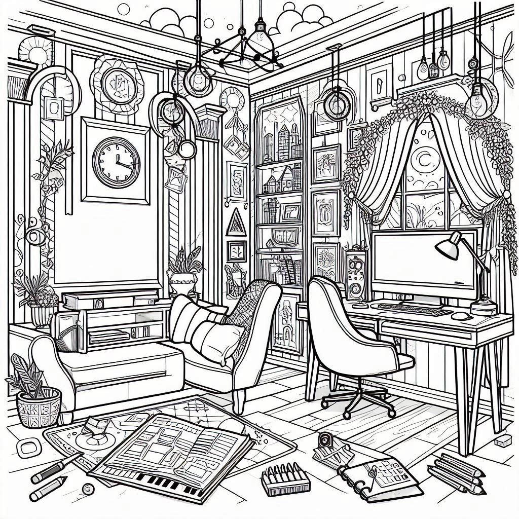 Design Your Dream Room: Interior Design Coloring Book for Kids and ...