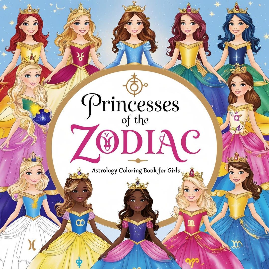 Zodiac Princesses Coloring Book: Astrology for Kids - Etsy