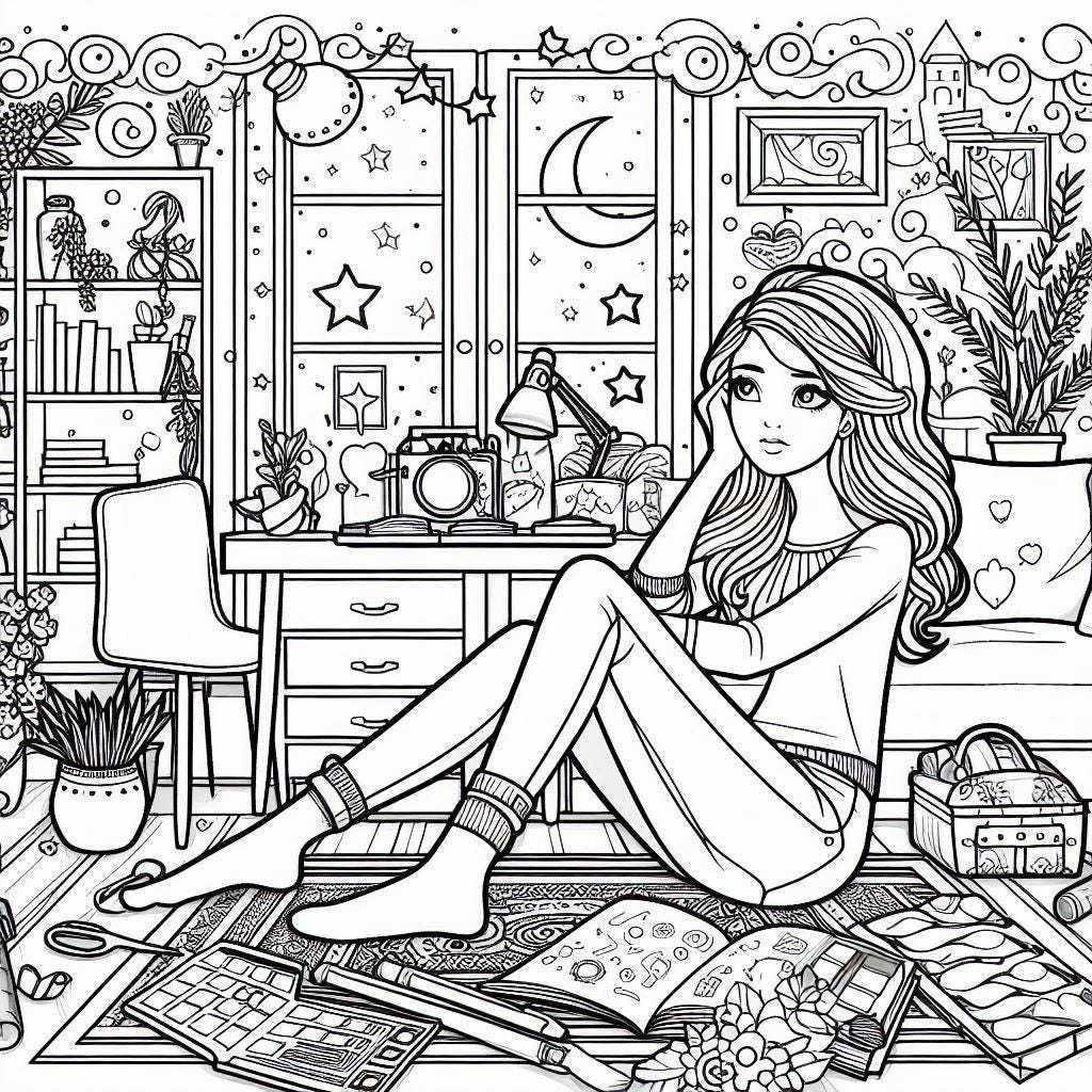 Design Your Dream Room: Interior Design Coloring Book for Kids and ...