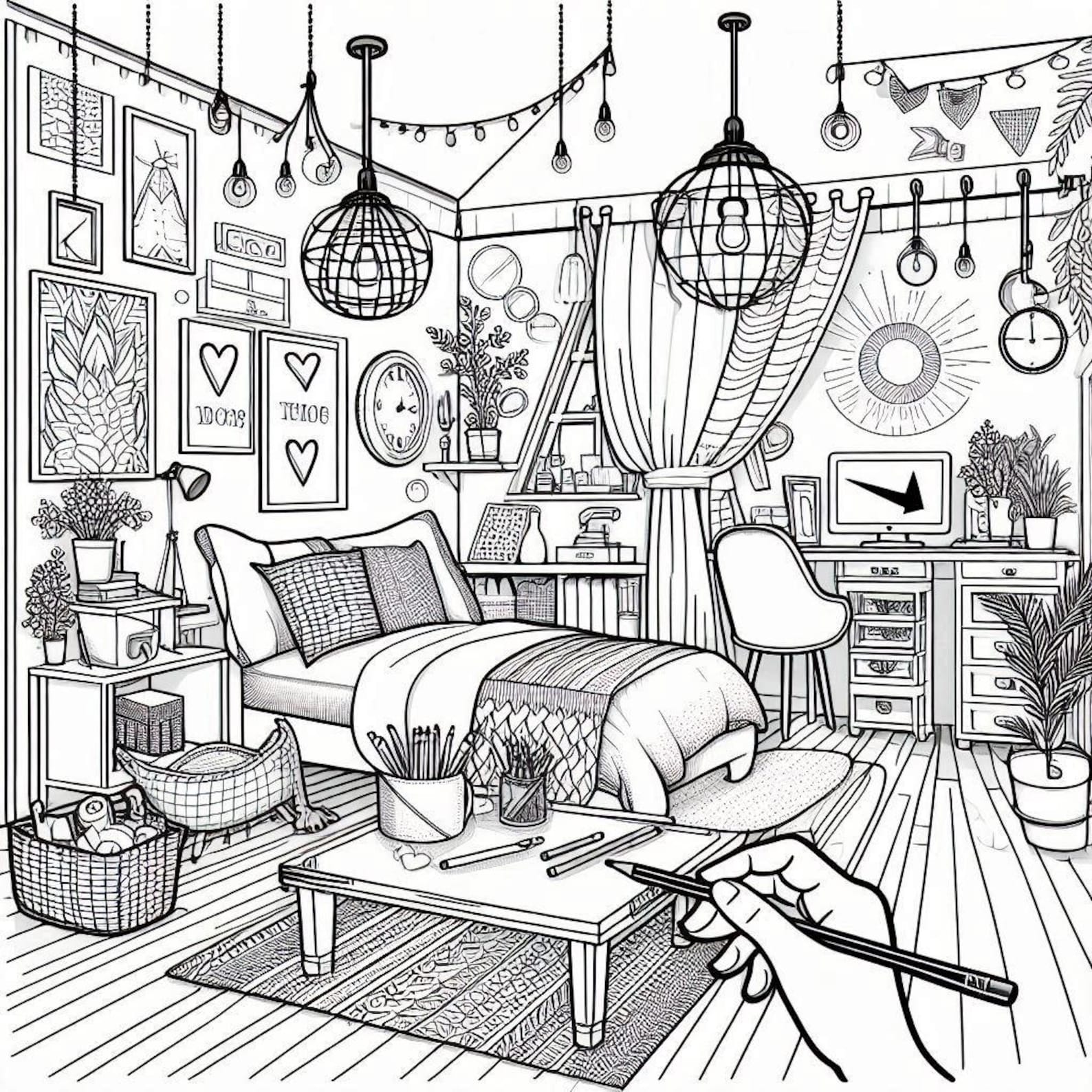 Design Your Dream Room: Interior Design Coloring Book for Kids and ...
