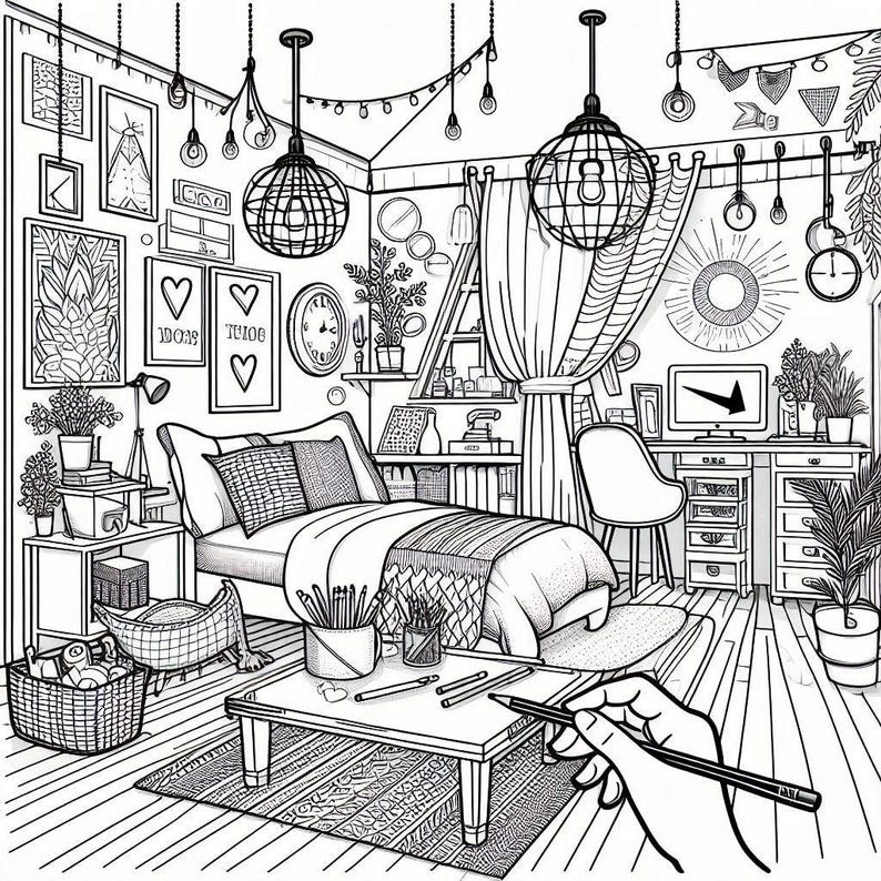 Design Your Dream Room: Interior Design Coloring Book for Kids and ...