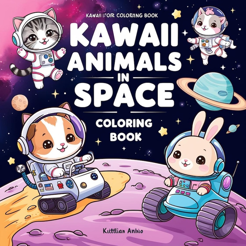 Kawaii Animals in Space Coloring Book.cute and Funny Space Coloring ...