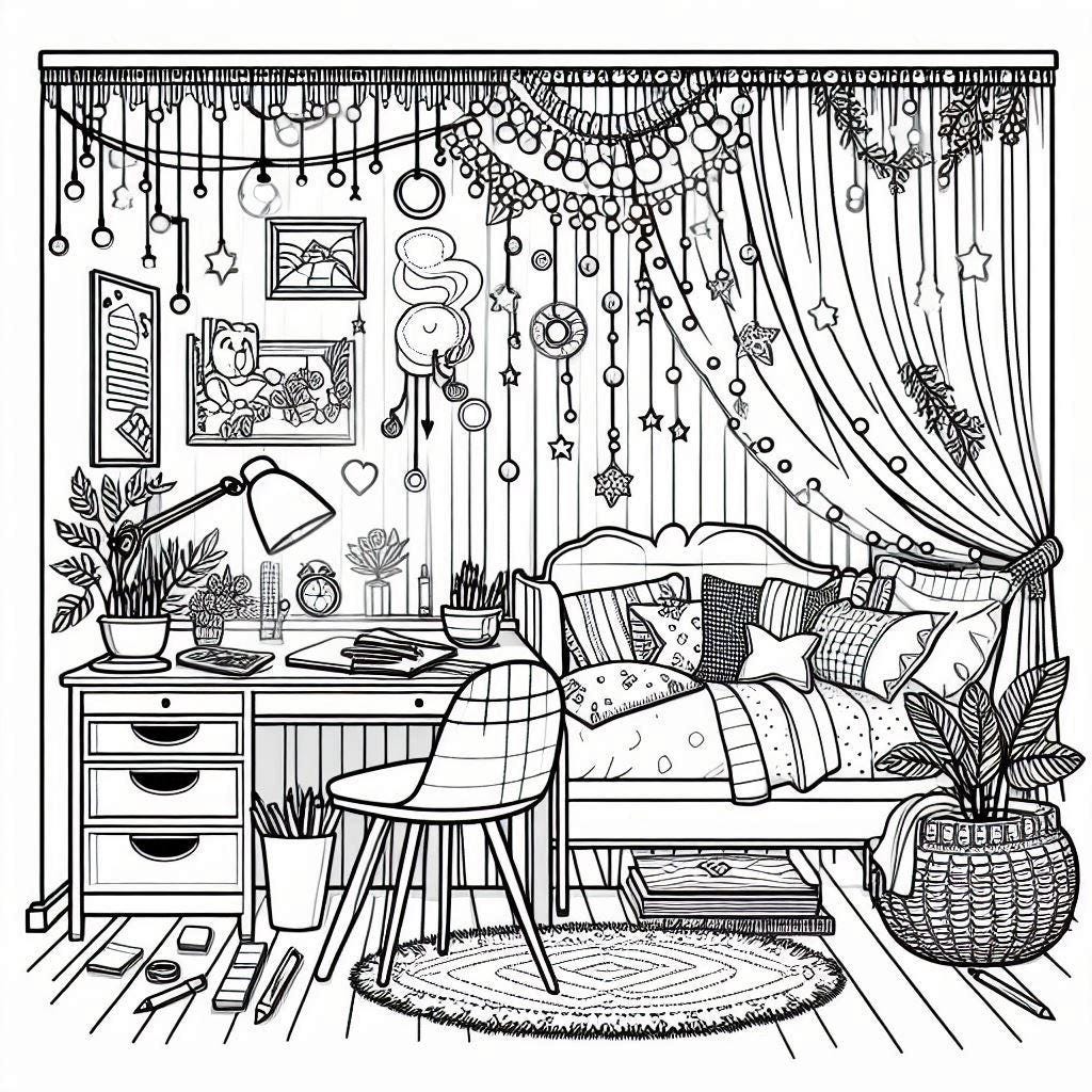 Design Your Dream Room: Interior Design Coloring Book for Kids and ...