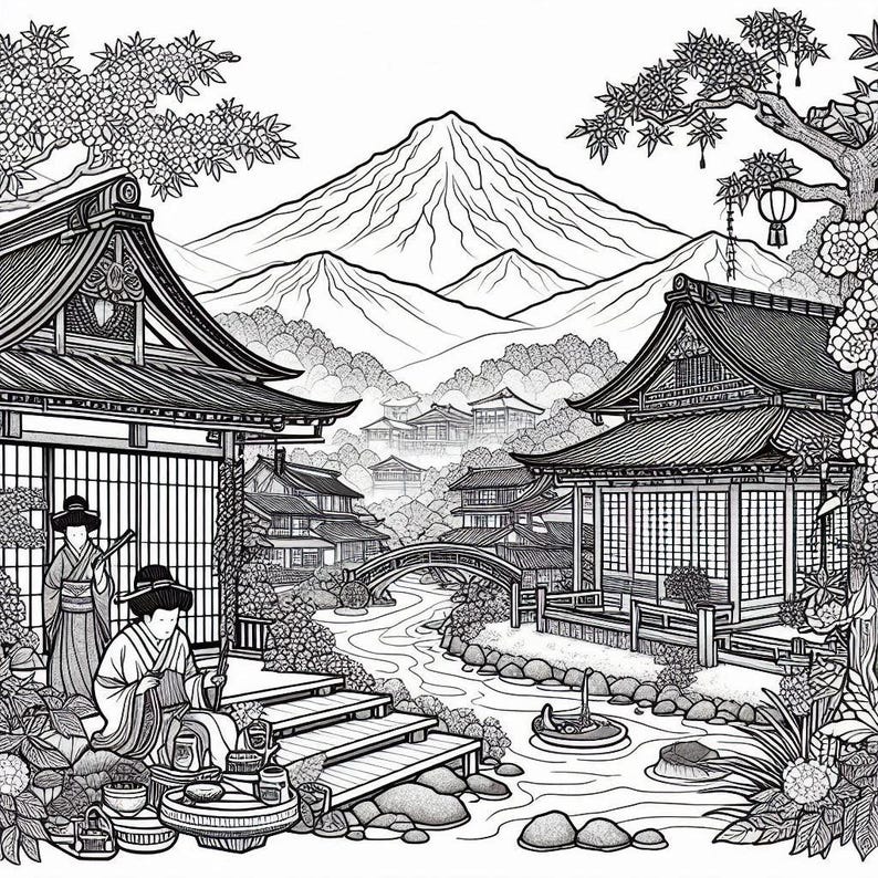 Silent Japan: Zen Coloring Scenes of Traditional Japanese Life - Etsy