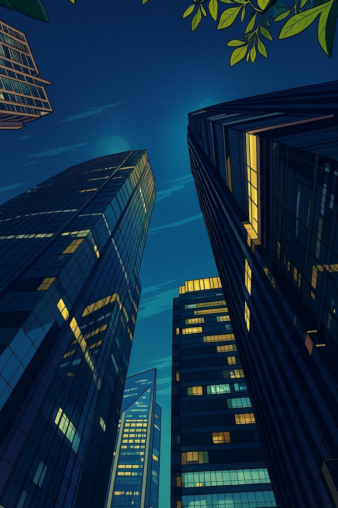 Anime City Skyline Digital Art Print | Japanese Cartoon Style Urban ...
