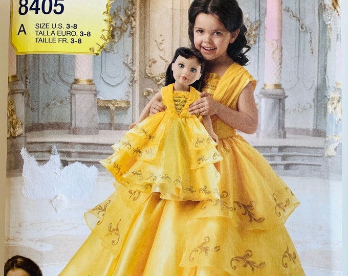 Girls and 18 Inch Doll Belle Costume Pattern Beauty and the Beast Dress ...