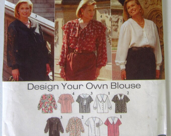 Womens Full Figure Blouse V Neckline, Sleeve and Collar Variations ...