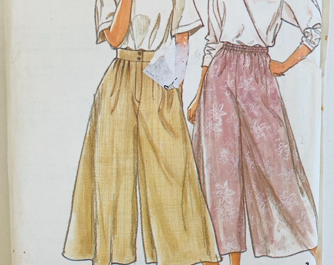 Easy 90s Misses Culottes Pattern 2 Waist Designs Sizes 10 12 14 16 18 ...
