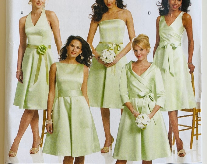 Easy Sew Misses Lined Dress and Sash, Fitted Bodice, Neckline ...