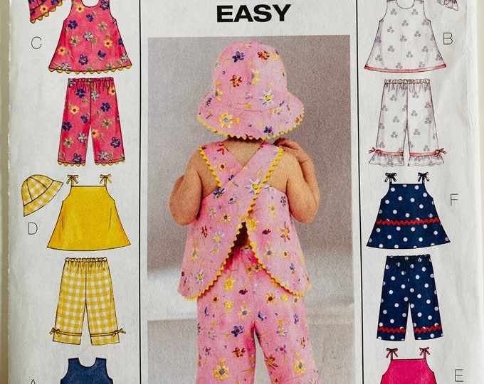 Easy to Sew Baby Girls Top, Shorts, Pants and Hat in 6 Styles Sizes L ...