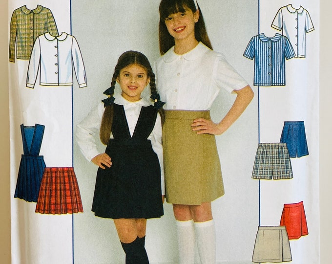 Girls School Uniform Pattern Blouse 2 Styles, Shorts and Pleated Skirt ...