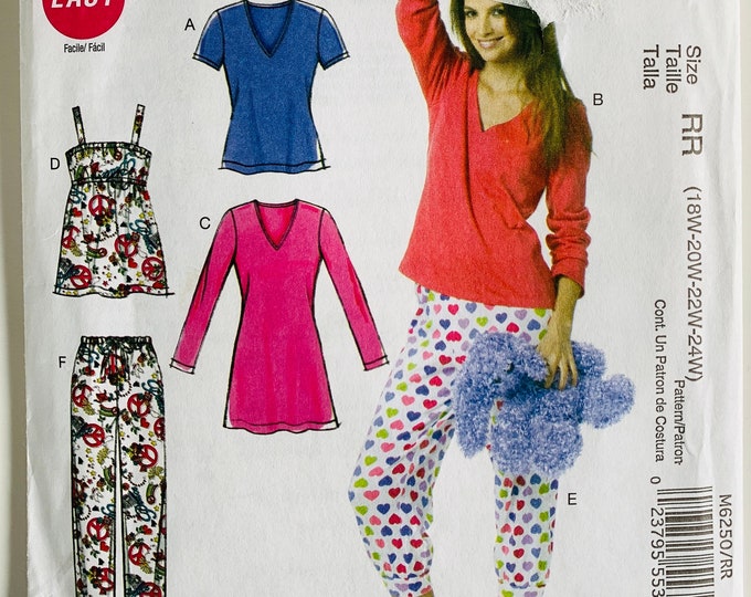 Easy Womens Nightshirt, Pajama Pants and Pajama Tops Pattern Sizes 18W ...