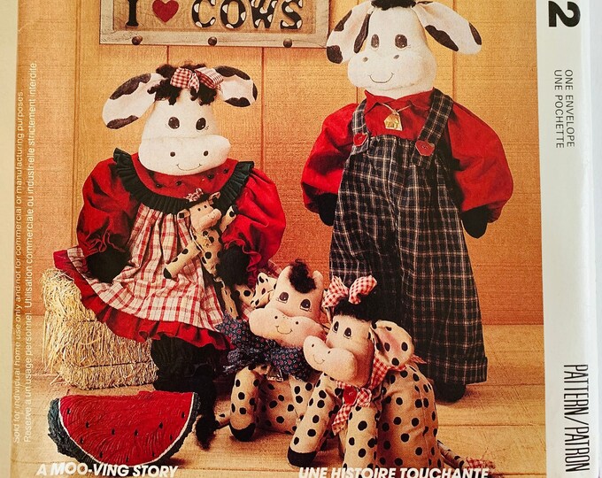 Cow Dolls Pattern for 29 Inch and 10 Inch Cows Faye Wine Vintage 1990s ...