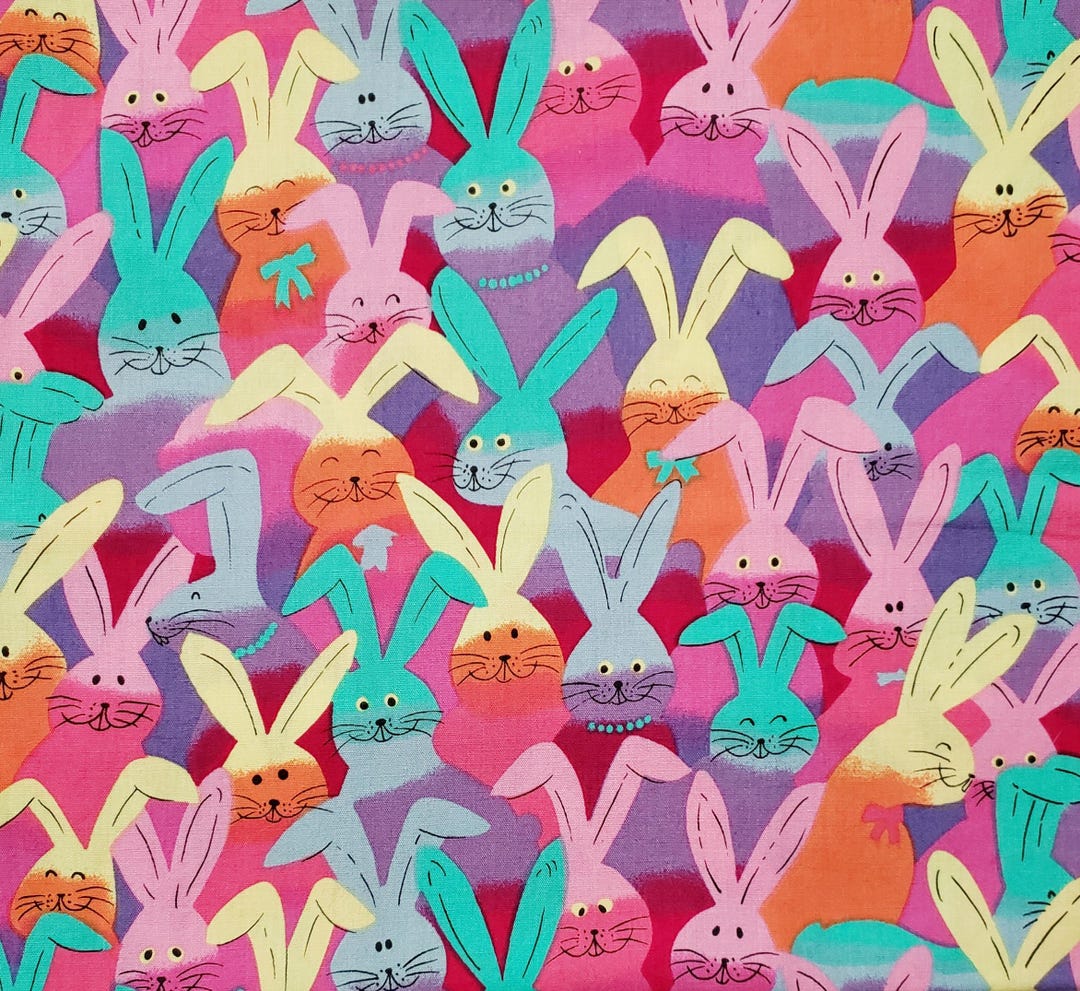 Bunnies Fat Quarter Packed Variegated Rabbits Novelty Cotton Fabric ...