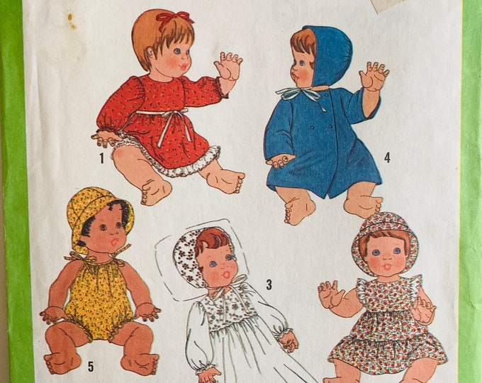 70s Baby Doll Wardrobe Pattern Clothes 5 Outfits Medium Size 15-16 Inch ...