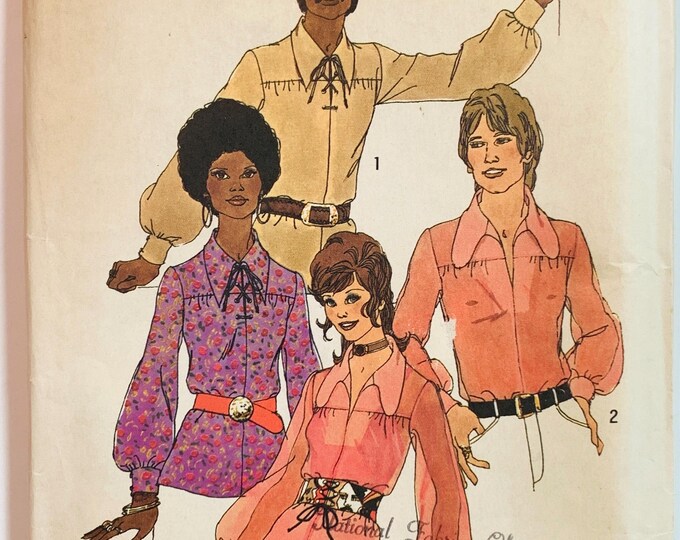 70s Mens Shirt Pattern 2 Collars Chest Size 38-40 Vintage Simplicity ...
