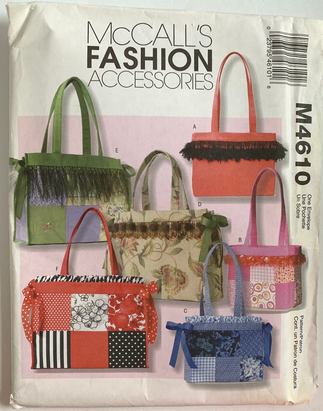 Tote Purse Bags Sewing Pattern 2 Sizes 6 Styles Mccalls Fashion ...