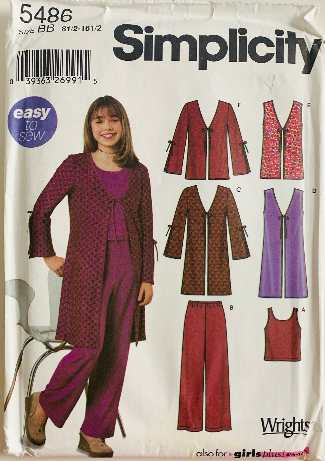 Easy Y2K Plus Size Girls Clothes Pattern Jacket or Vest in 2 Lengths ...