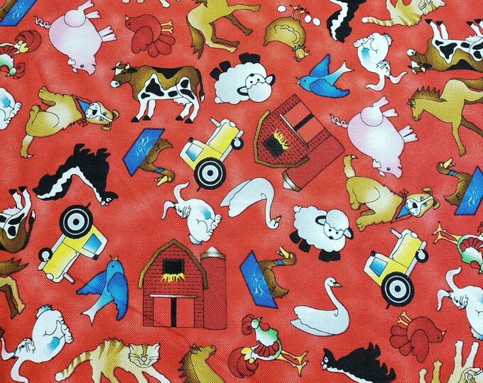 Farm Animals on Red Fat Quarter Road Trip Possibilities Nancy J Smith ...