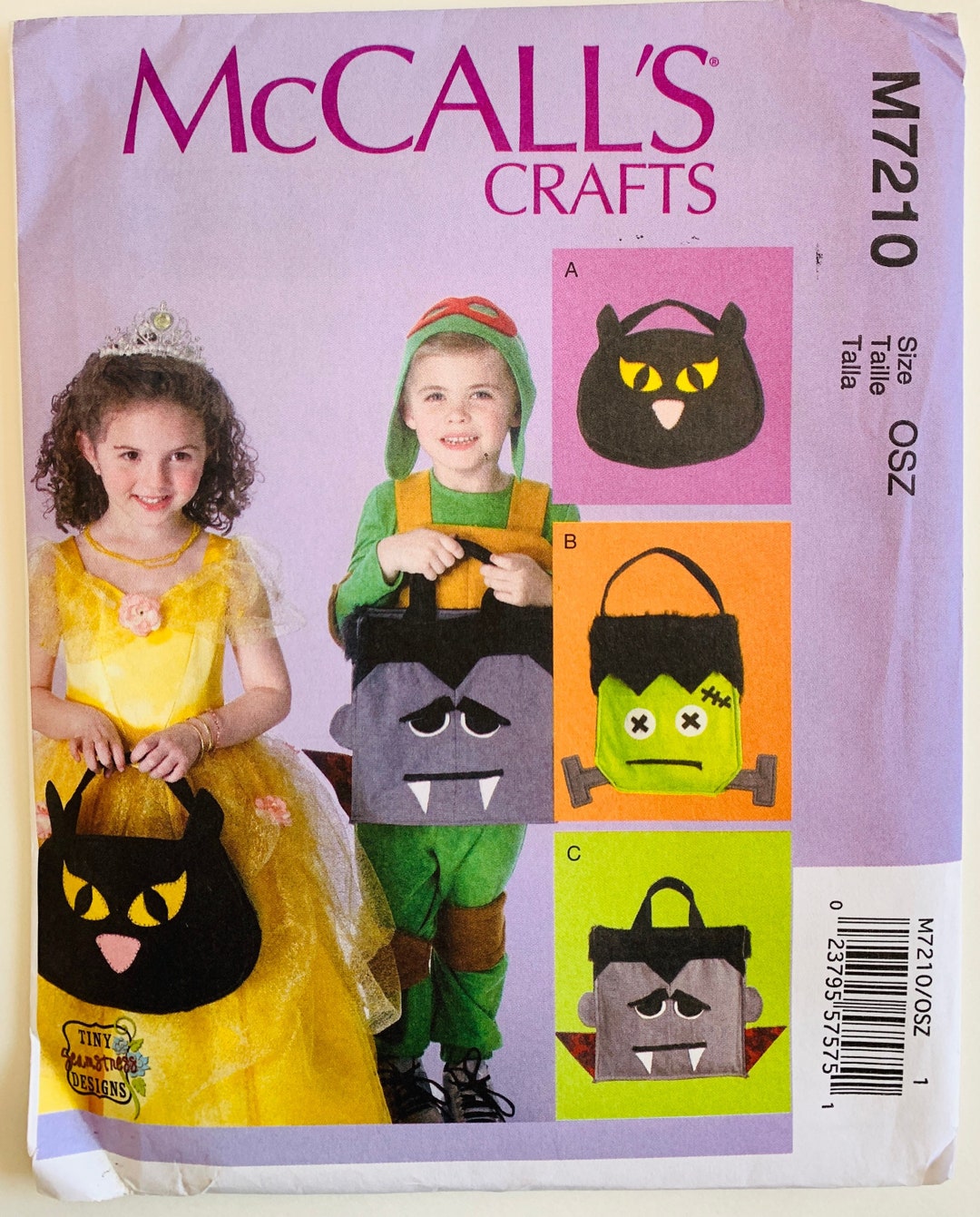 Halloween Treat Bags Pattern 3 Styles Black Cat Monster Frankenstein ...