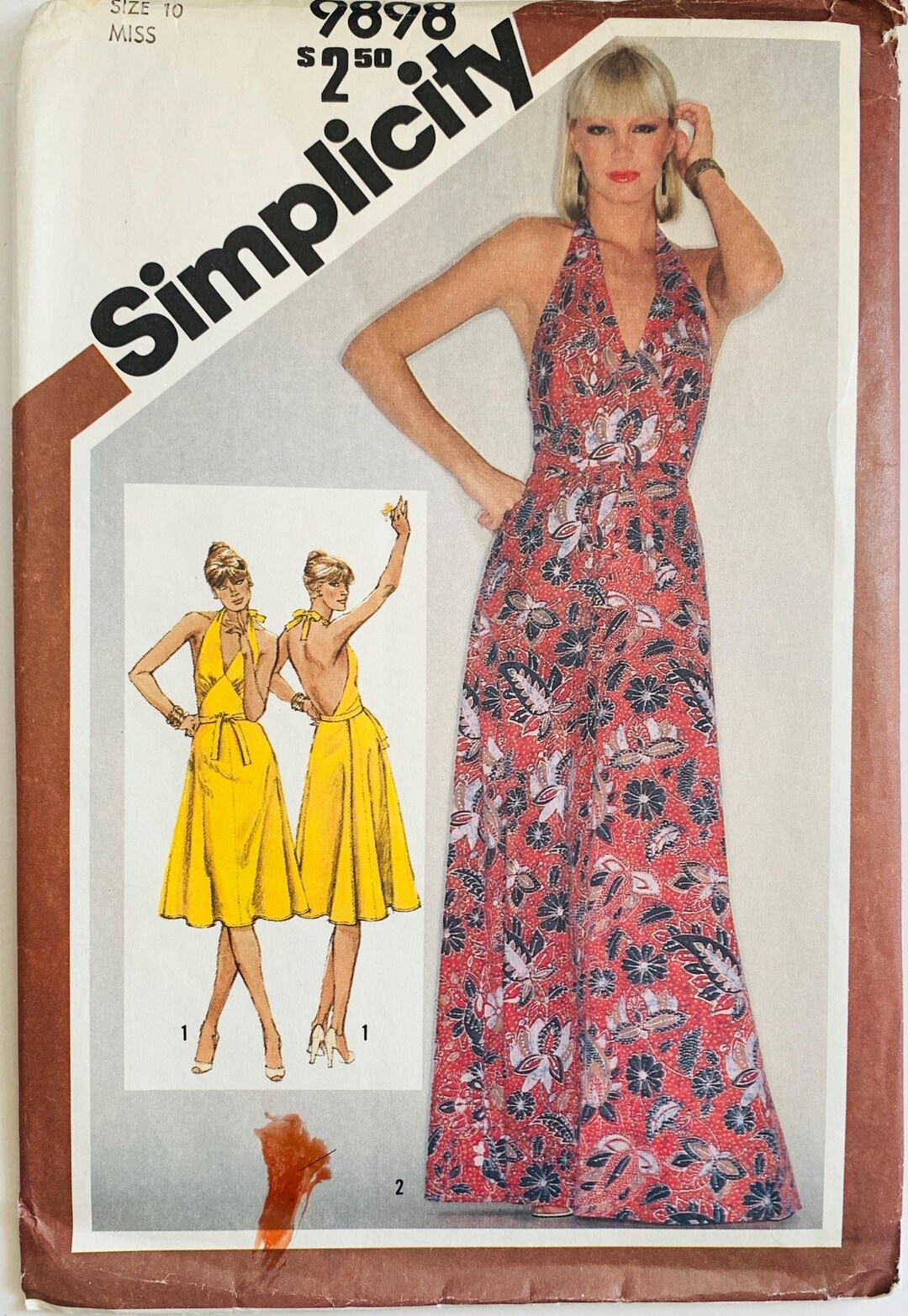 80s Misses Back Wrap Dress Pattern 2 Lengths V-neck Halter Dress 2 ...