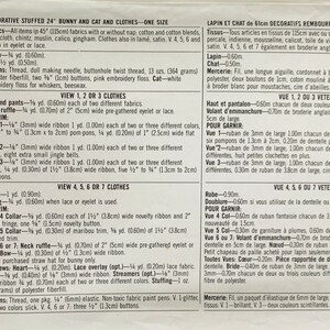 80s Decorative Stuffed Bunny and Cat Dolls Pattern With Clothes ...