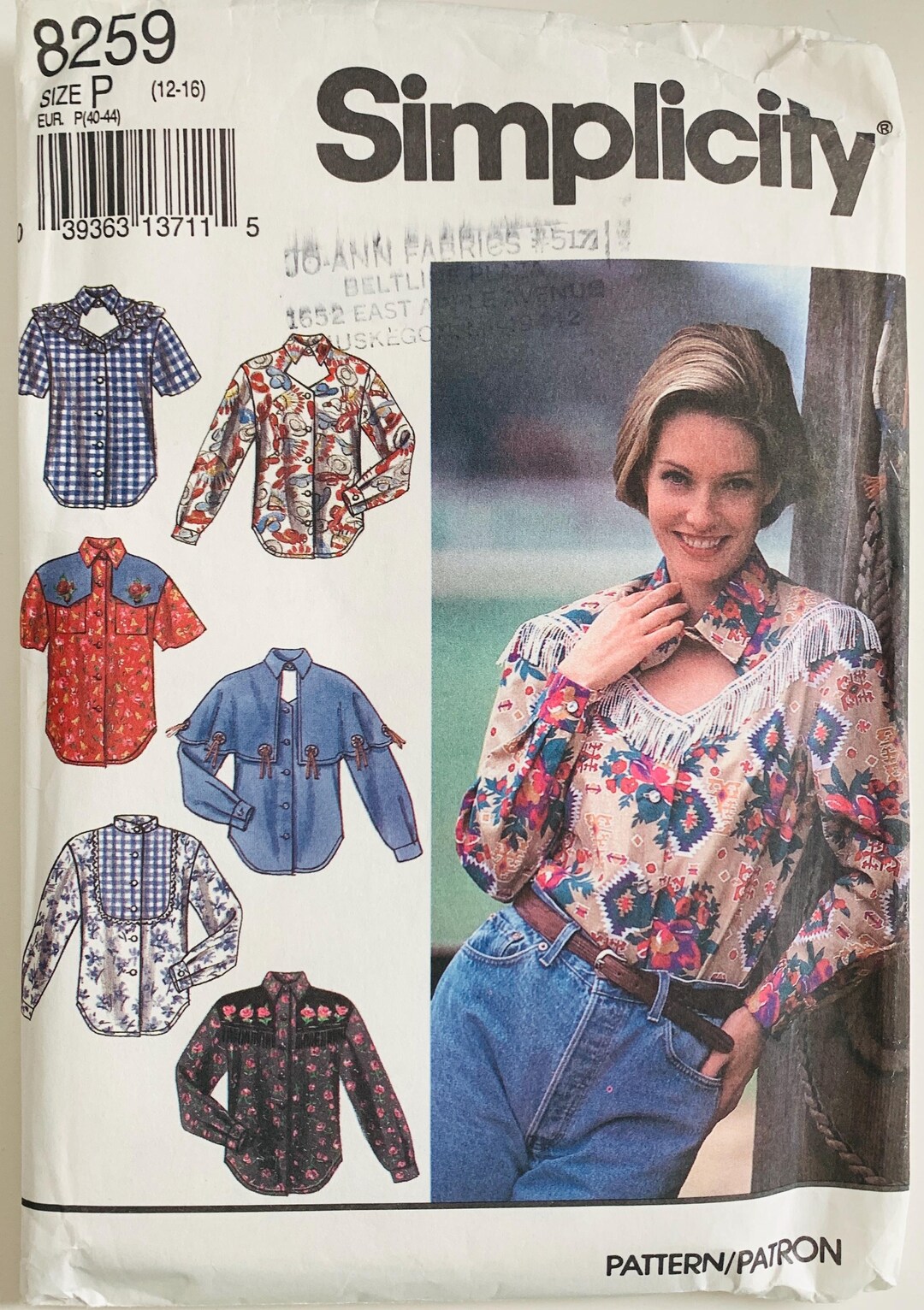 Misses Western Style Shirt Pattern Sizes 12 14 16 Vintage 1992 ...