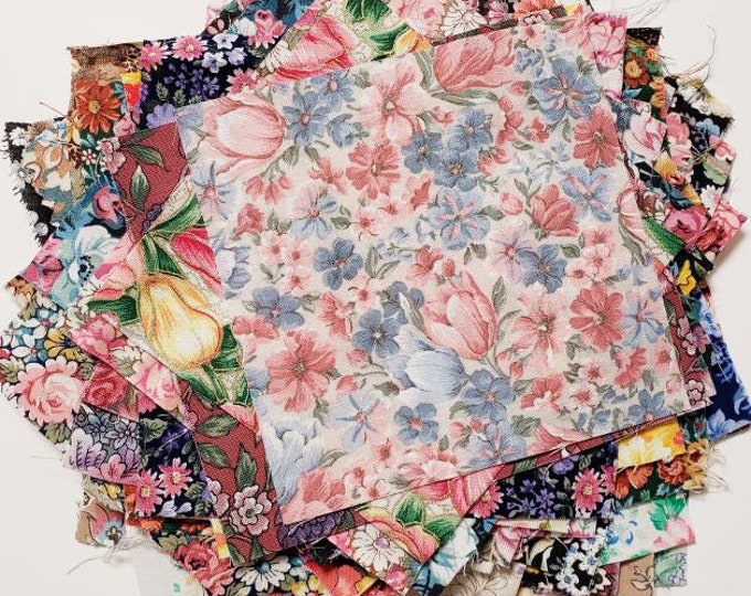 Floral Fabric Scraps Cotton Calico Crafting Sewing Quilting Journaling ...