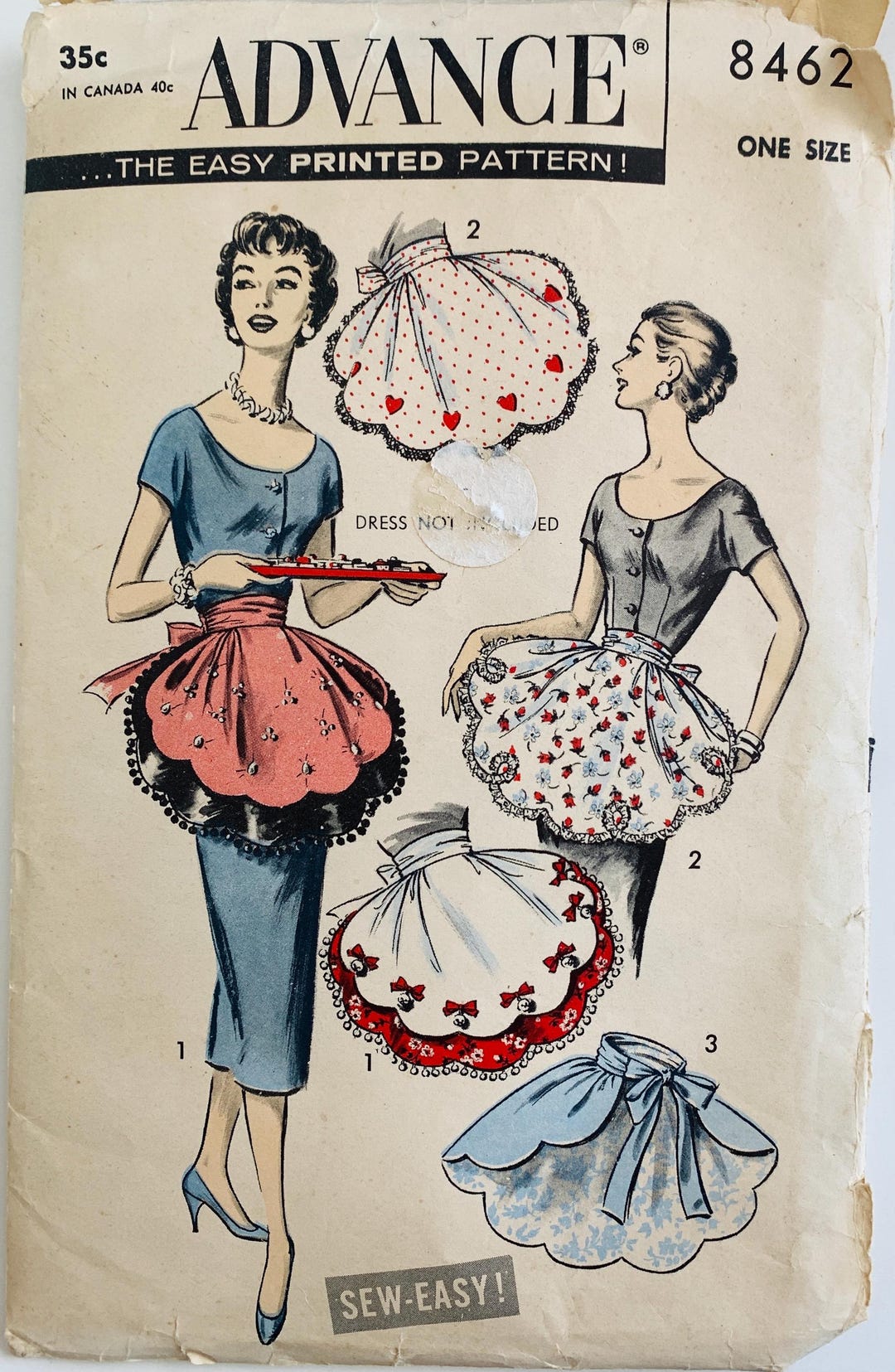 Easy 40s Vintage Petal Apron Pattern 3 Styles Double Tiered Half Apron ...