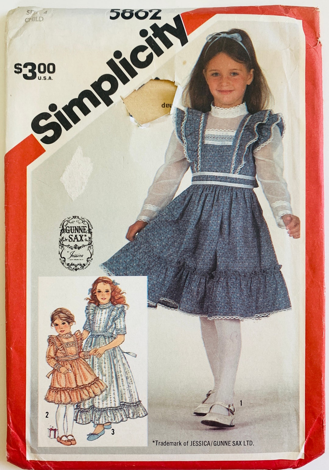 Gunne Sax Childs Dress Pattern 3 Styles Sleeve and Length Variations ...