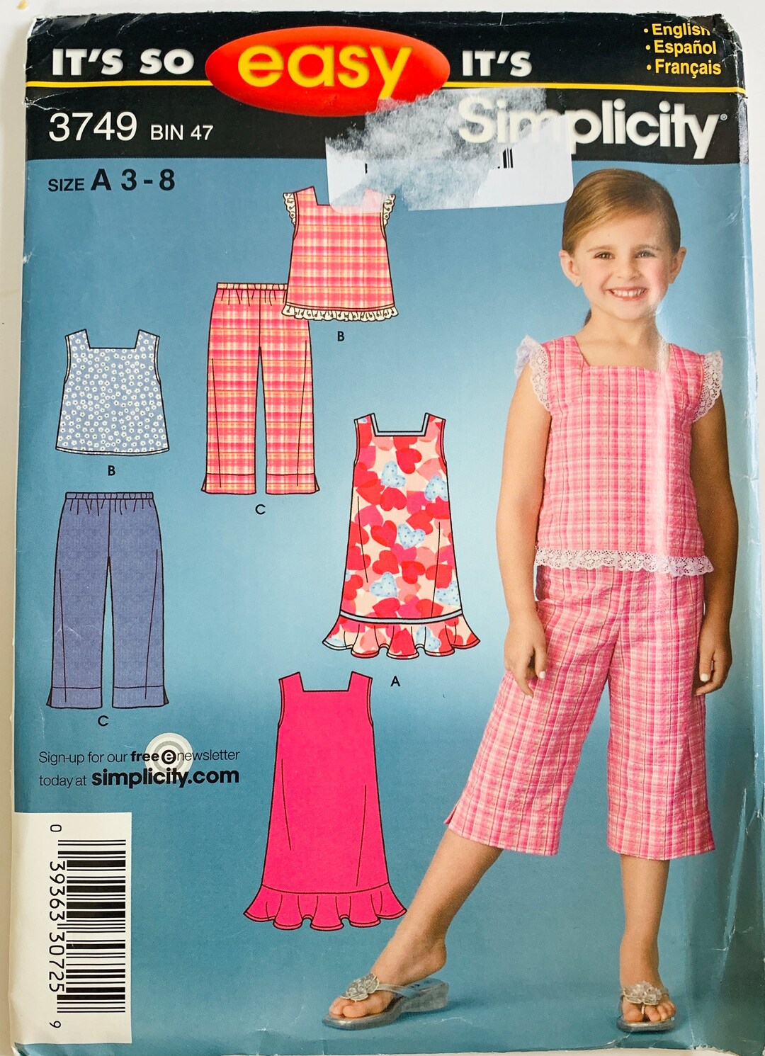 Very Easy Girls Summer Dress or Top and Cropped Pants Pattern Sizes 3 4 ...