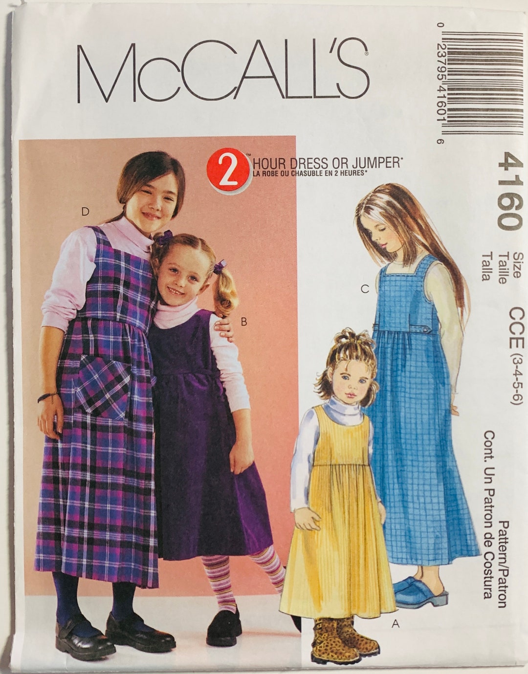 Little Girls 2 Hour Dress or Jumper Pattern Sizes 3 4 5 6 4 Styles ...