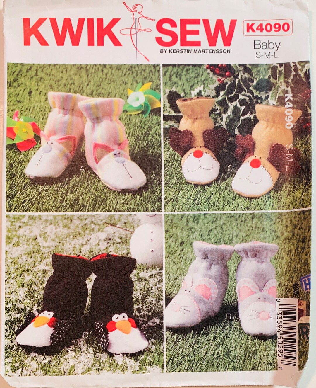 Easy Baby Boooties Pattern 3 Sizes Animals Theme Reindeer Penguin Mouse ...