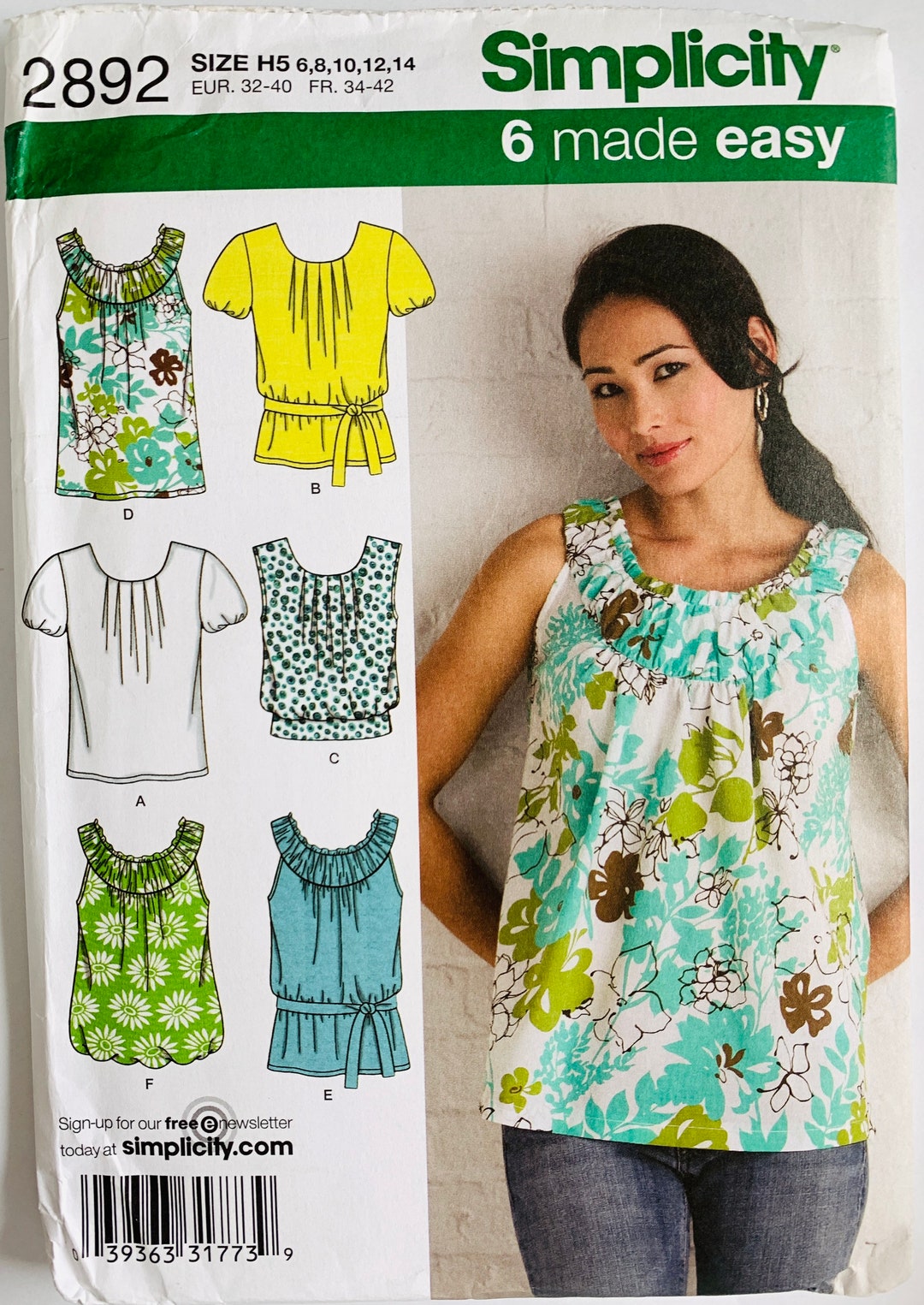 Easy Misses Summer Tops Pattern 6 Styles Neckline Variations and Tie ...
