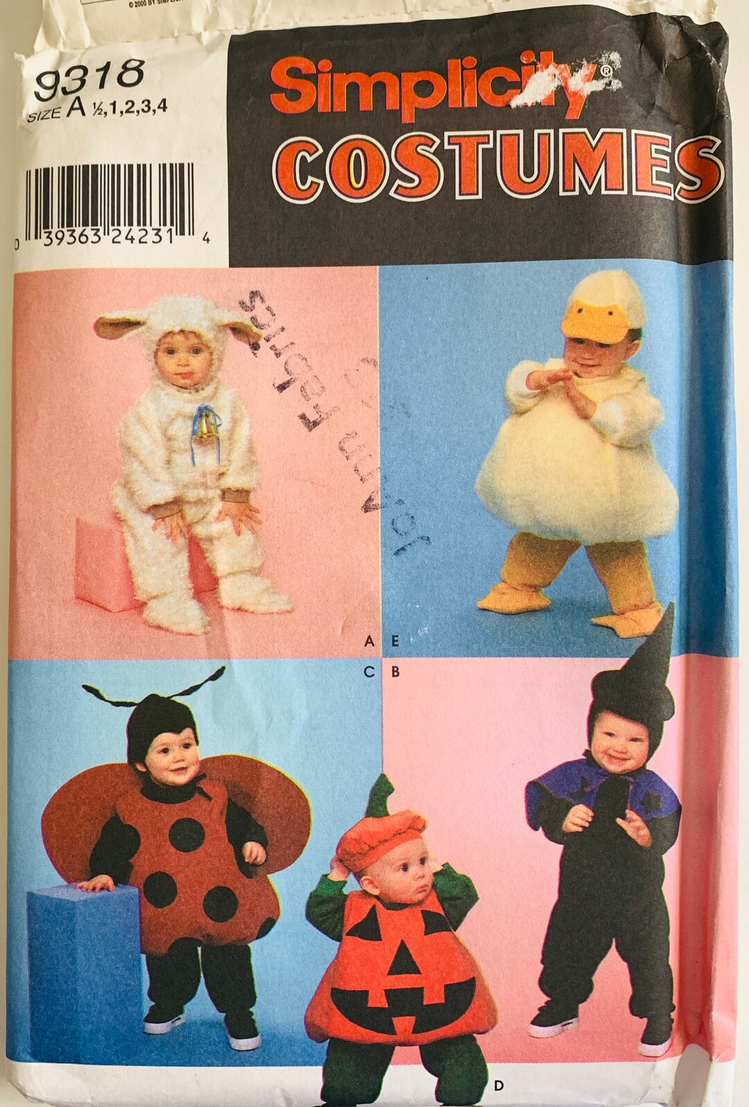 Toddlers Halloween Costume Pattern Pumpkin Ladybug Duck Lamb Witch ...