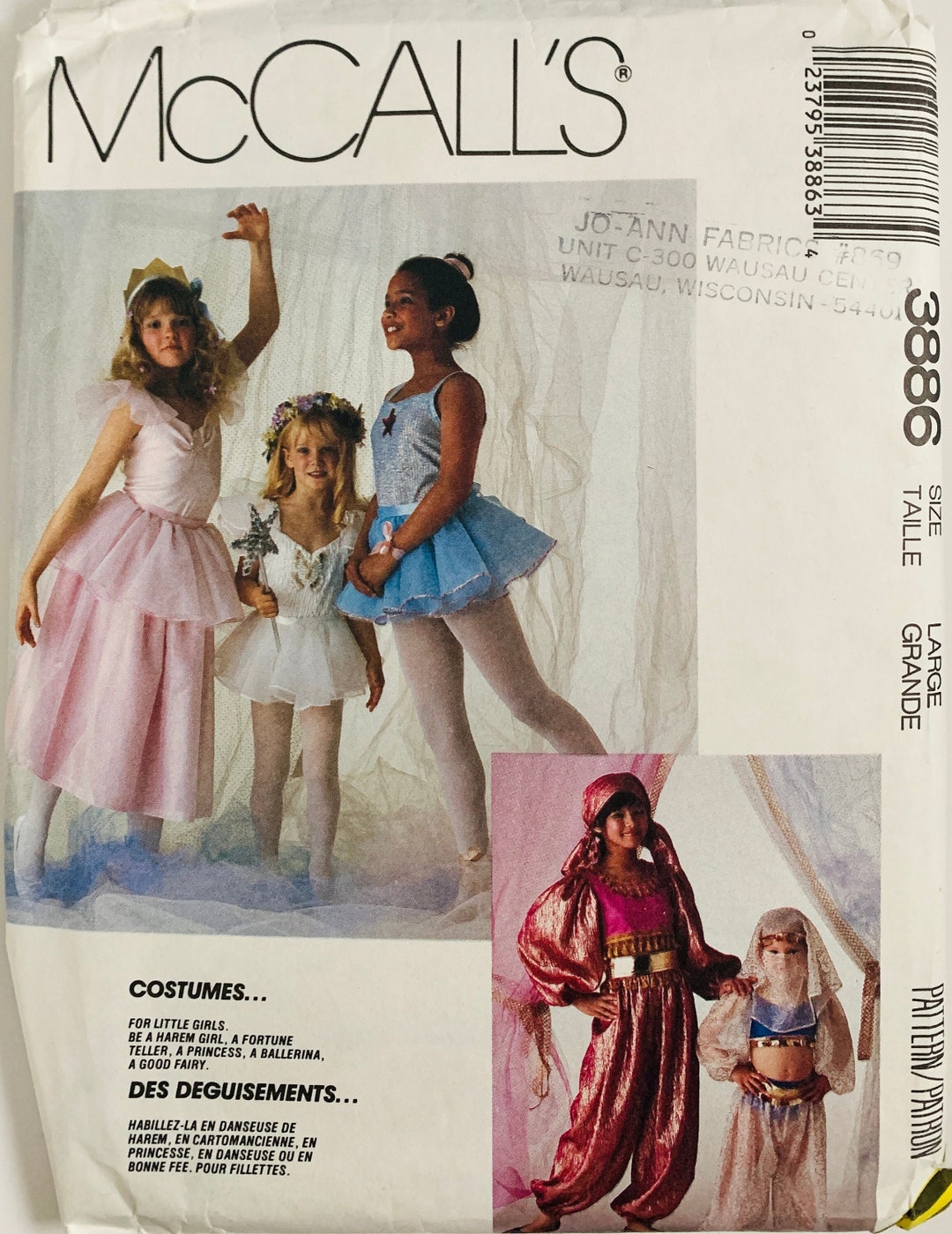 Girls Costumes Pattern Ballerina Harem Princess Good Fairy Size L (10 ...