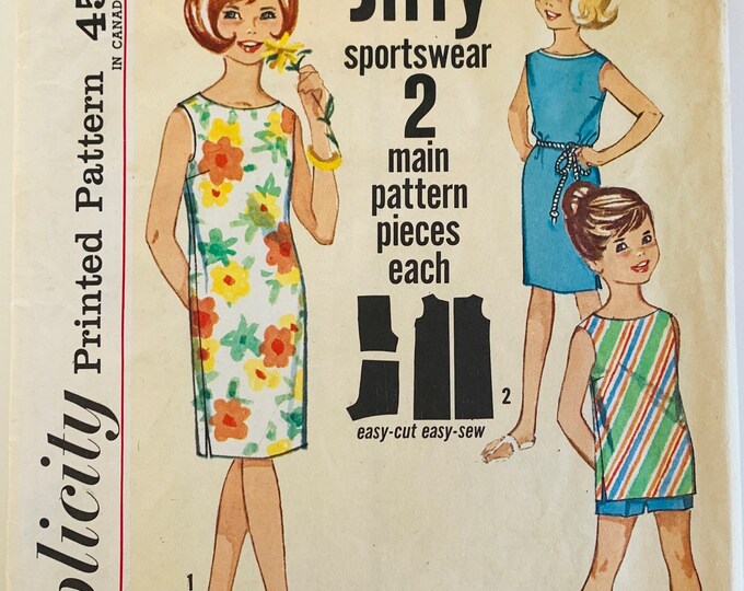 60s Very Easy Girls Beachdress, Top and Shorts Pattern Size 8 Jiffy ...