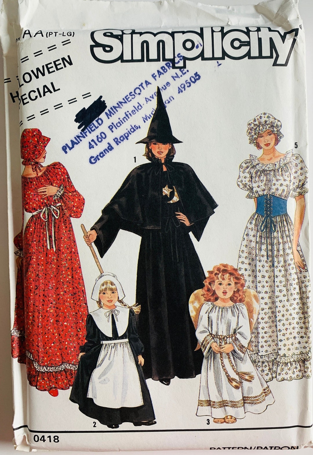 Misses Historical Costumes Pattern Pioneer Colonial Pilgrim Witch Angel ...