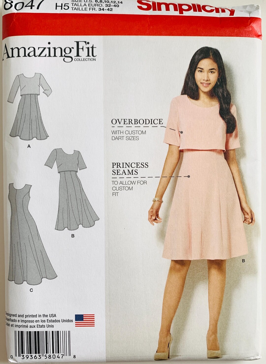 Misses Amazing Fit Dress Pattern 3 Lengths 3 Sleeves Slim Curvy Average ...