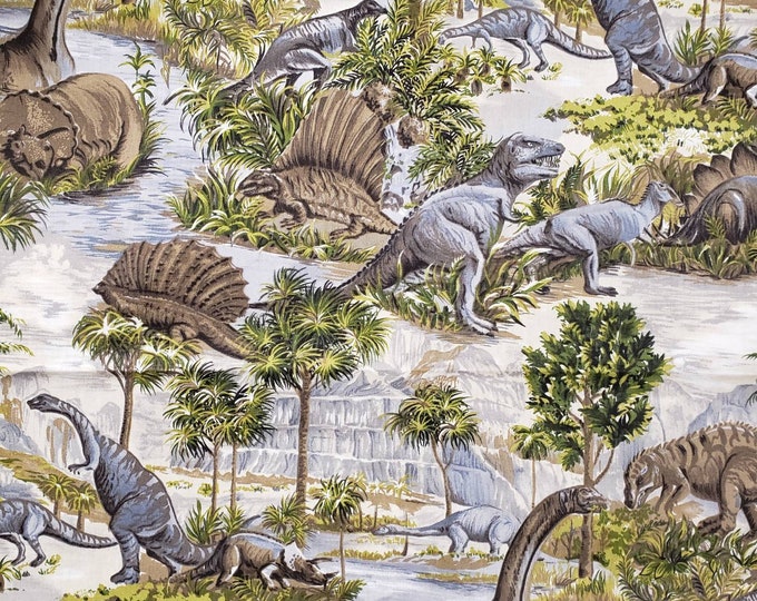 Dinosaurs Fat Quarter Cotton Fabric by Hollytex Quilting Sewing Novelty ...