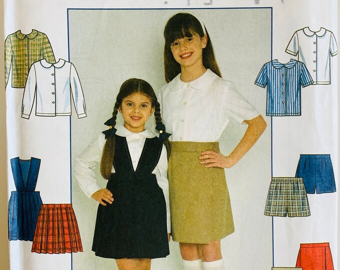 Girls School Uniform Pattern Blouse 2 Styles, Shorts and Pleated Skirt ...